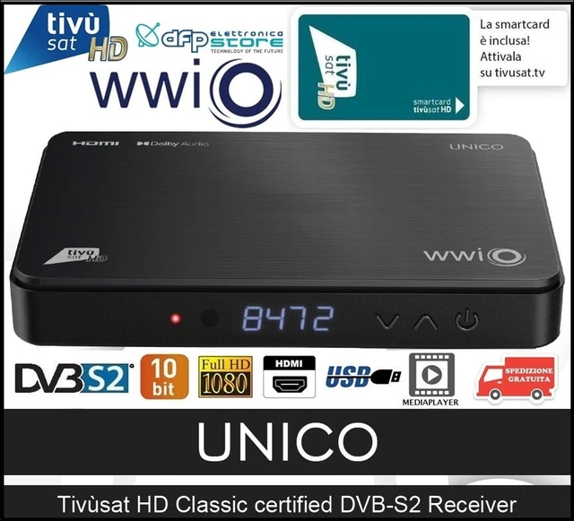 DECODER SATELLITARE UNICO Tivusat HD Con Tessera Card Scheda TvSat ...