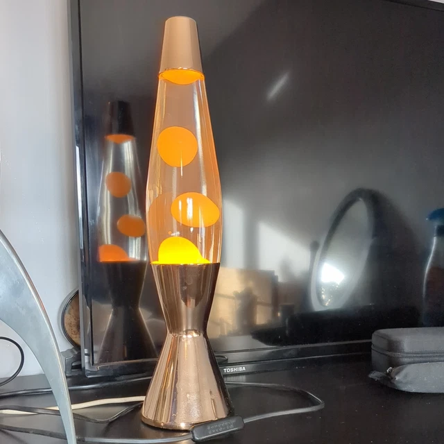 VINTAGE CRESTWORTH lava lamp 1960's copper and orange yellow £99.50 ...