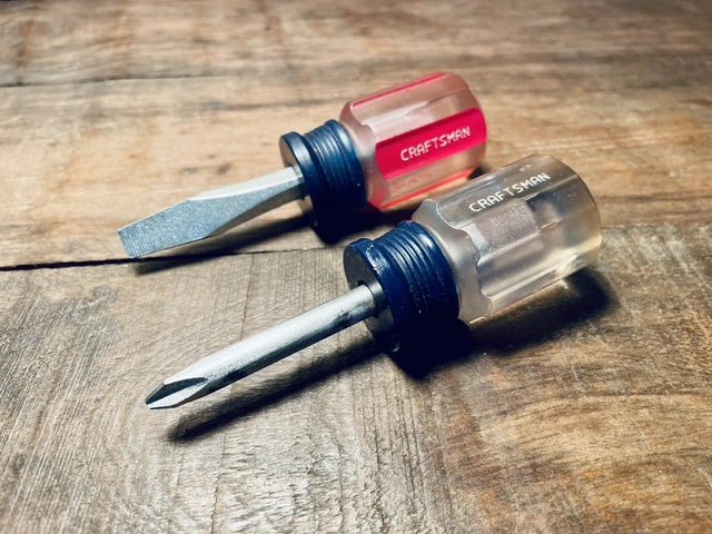 LOT 2 VINTAGE Craftsman Stubby Screwdriver Flat Phillips #2 Head P2 ...