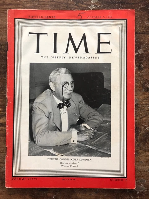 VINTAGE TIME MAGAZINE October 1940 WWII Knudsen MAPS Japan Latest Grab ...