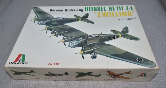 ITALERI KIT AEREO - RARO Aliante HEINKEL HE 111 Z1 Gemello - Non Fatto ...
