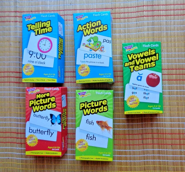 TREND ENTERPRISES INC - 5 Flash Cards Sets Ages 6+ Picture/Action Words ...