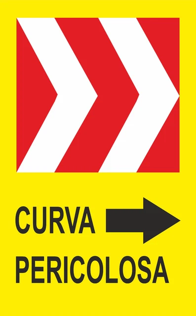 CARTELLO SEGNALETICO - CURVA PERICOLOSA DESTRA - segnaletica segnale ...
