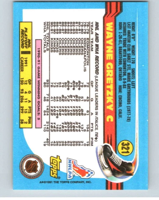 1991-92 O-PEE-CHEE #321 Wayne Gretzky Los Angeles Kings V84105 EUR 2,42 - PicClick FR