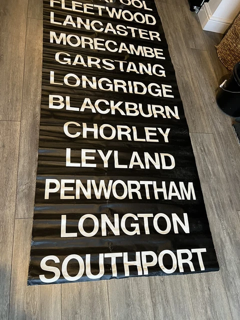 ORIGINAL LINEN BUS Train Tram DESTINATION BLIND Blackpool Lytham 90cm x ...