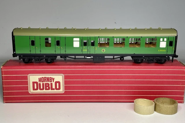 HORNBY DUBLO 2/3 Rail 4055 BR Mk1 BSK Brake Corridor 2nd Coach SR Green ...