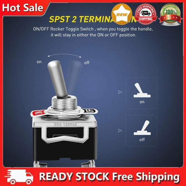 HEAVY DUTY ROCKER Toggle 2Pin Metal Boot SPST Rocker Switch SPST ON/Off ...