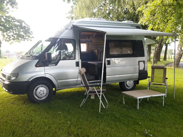 FORD TRANSIT DUETTO camper van with trailer, inflatable awning fiamma ...