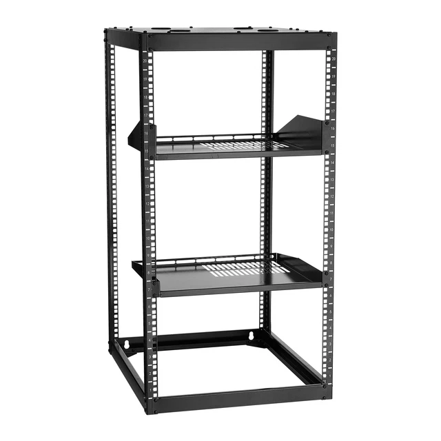 VEVOR 20U OPEN Frame Network Rack Wall Mounted Server Rack 4 Post with ...