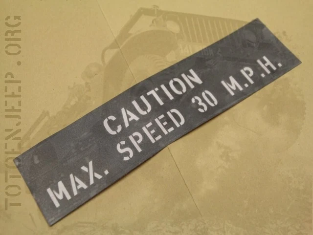 POCHOIR STENCIL MARQUAGE VITESSE MAX SPEED 30 0.5 POUCE jeep willys gpw ...
