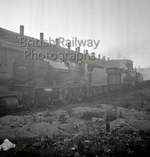 LARGER NEGATIVE BR British Railways Steam Loco 40931 4P-A at Derby 1950 ...