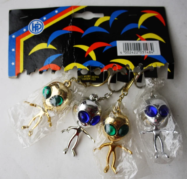 2X VINTAGE 80'S Ufo Alien Et Extra Terrestrial Key Chain Ring Keychain ...