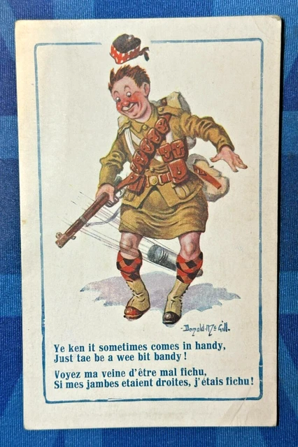 WW1 DONALD MCGILL Military Comic Postcard Scottish Highlander Soldier ...