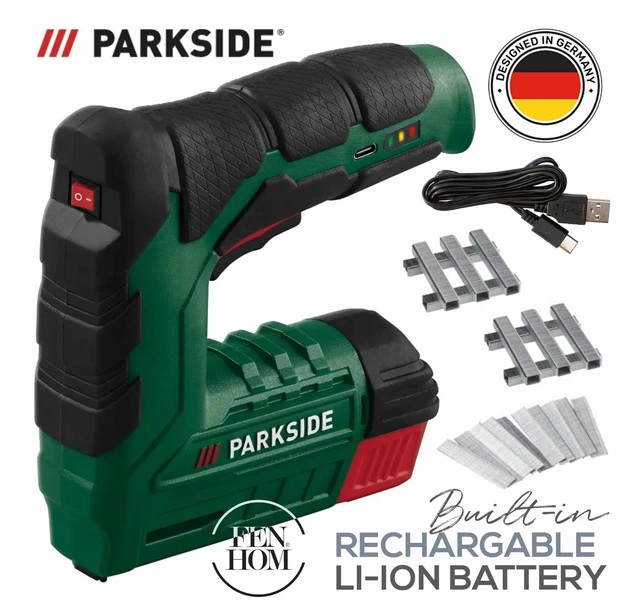 PARKSIDE CORDLESS TACKER Stapler Nailer Nail Gun 4V Fast Charging Li ...