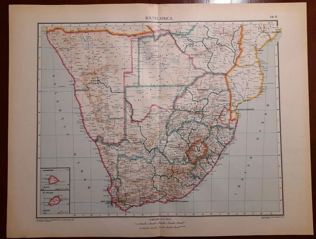 CARTA GEOGRAFICA SUD AFRICA 1958 Atlas Missionum Chiesa Cattolica EUR ...