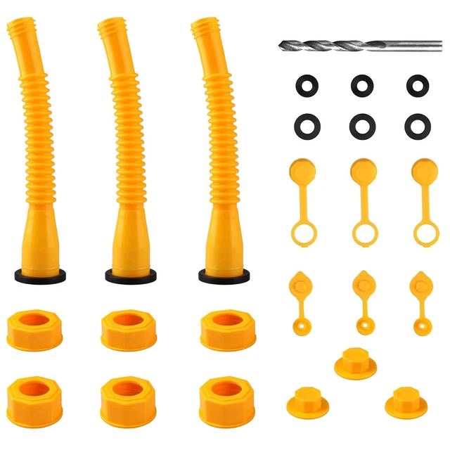 3 SETS REPLACEMENT Gas Can Spout Nozzle Vent Kit Funnel For Plastic Gas ...