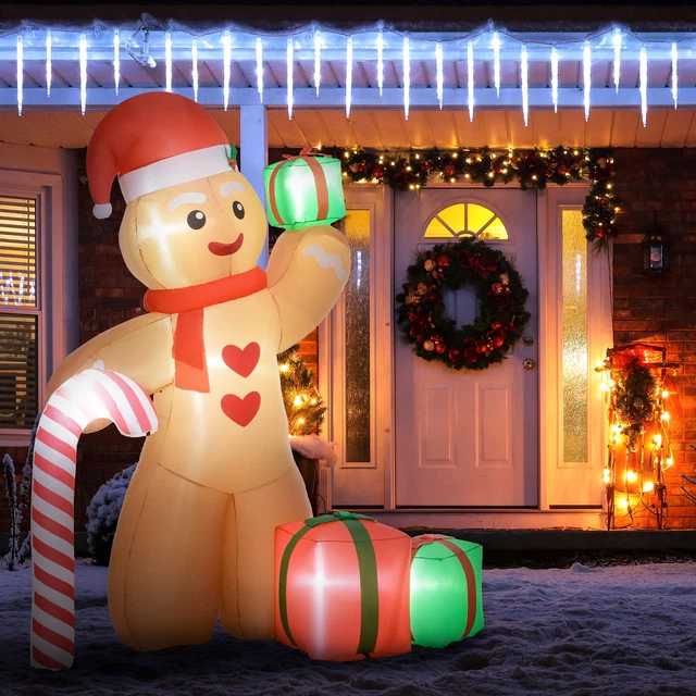 OUTSUNNY 8' CHRISTMAS Inflatable Gingerbread Man with LED Lights for ...