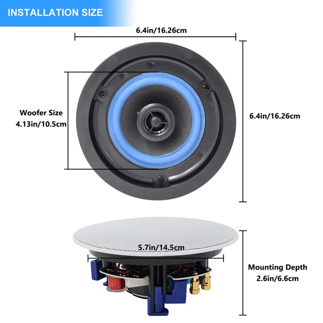 HERDIO 4 INCH 2-Way Bluetooth Speaker Ceiling Mounted for Kitchen ...