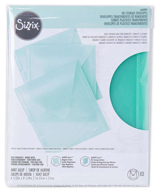 SIZZIX PLASTIC ENVELOPES 3/Pkg-6.875"X5", Mint Julep 664901 £14.51 ...