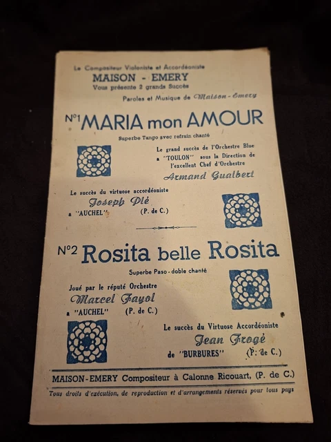PARTITURA MARIA MON Amore Gualbert Rosita Bella Rosita Frogé EUR 17,35 ...