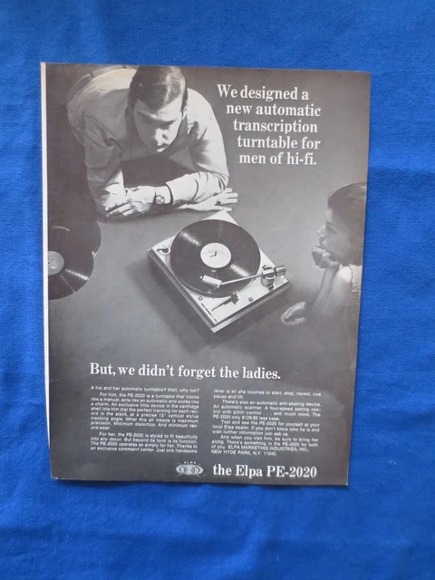 ELPA PE-2020 TURNTABLE His & Her Magazine Ad Audio March 1968 Original $25.75 - PicClick CA