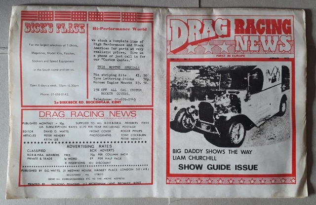 DRAG RACING NEWS 'First in Europe' January 1973 Vol.3 No.1 £9.99 ...