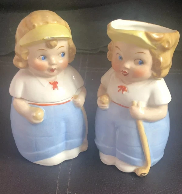 RARE GOEBEL FEMALE Golfer Figures 1950s Preserve/Mustard Pot and a ...