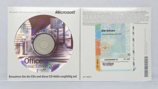 MICROSOFT OFFICE 2003 Basic mit Word, Excel und Outlook - OEM mit CD ...