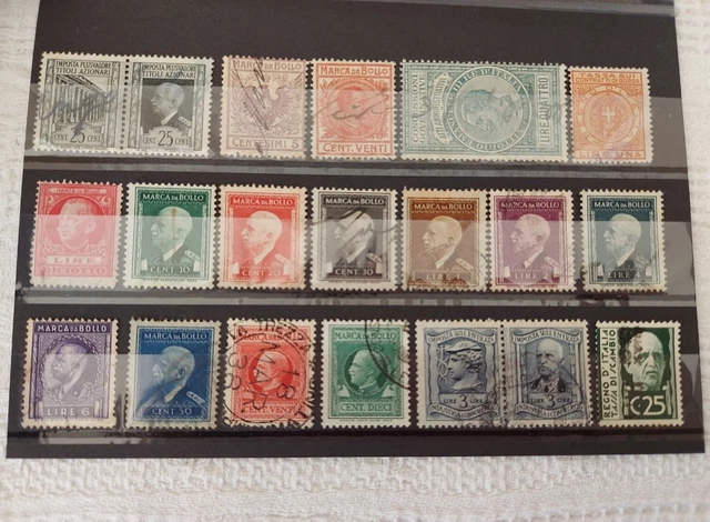 ITALIA REGNO LOTTO 18 marche da bollo Vittorio Emanuele III usate EUR ...