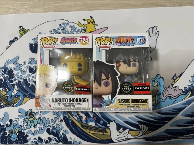 FUNKO POP NARUTO Homage #724 Glow Chase And Sasuke Rinnegan #1023 Glow ...