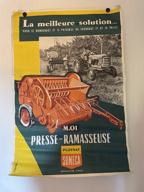 AFFICHE PRESSE Batteuse Someca Puzenat M 01 Some 40 Tracteur Simca ...
