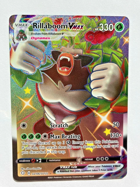 RILLABOOM VMAX SHINY Full Art Pokemon Card Shining Fates SV106/SV122 NM ...