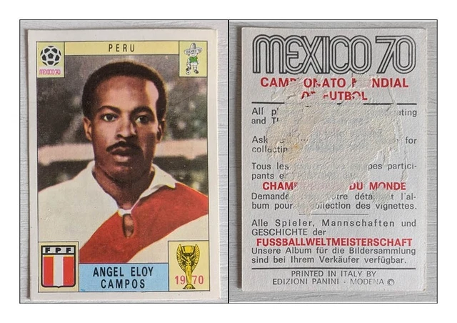 FIGURINA STICKER ANGEL ELOY CAMPOS PERU PANINI WC MEXICO 70 1970 ...