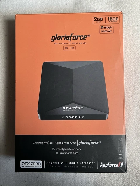 GLORIAFORCE RTX ZERO 4K UHD Android IPTV Box 2GB RAM 16GB AppForceF2 ...