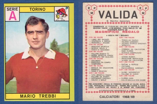 FIGURINA CALCIATORI PANINI 1968/69 - Nuova/New - Trebbi - Torino (Bis ...