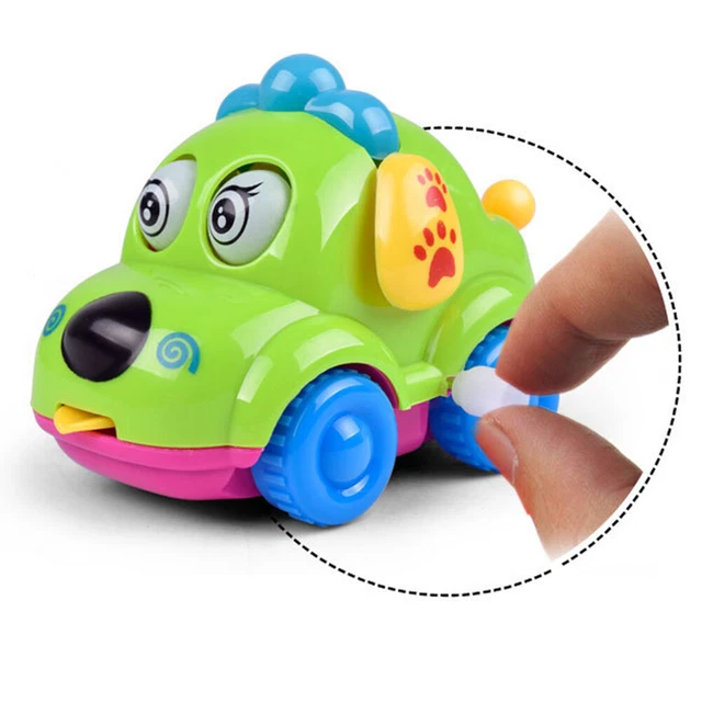 CUTE CARTOON RUNNING Car Wind Up Toy Clockwork Classic Baby Toddler ...