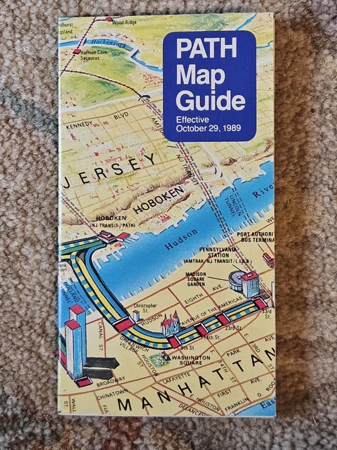 1988 PATH MAP Guide World Trade Center Timetable NY Port Authority ...