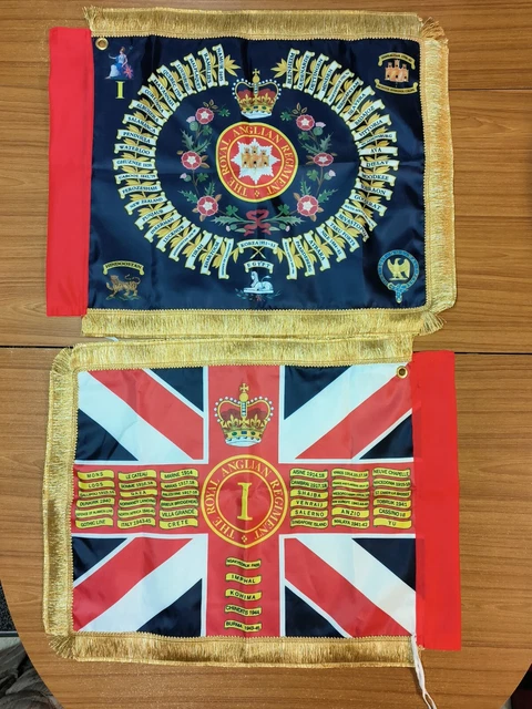 THE ROYAL ANGLIAN Regiment miniature 1st bn Regimental/Queen's colours ...