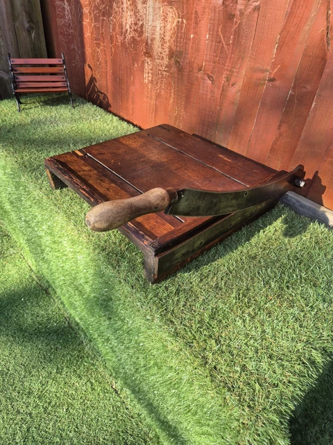 ANTIQUE LARGE WOODEN Tabletop Paper Guillotine From Milton Abbey School ...