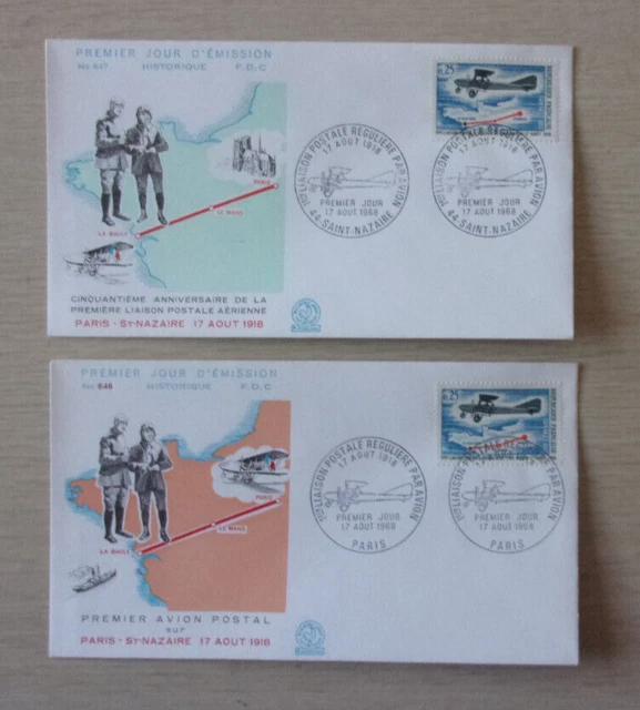 ENVELOPPES PREMIER JOUR 1968 1ere Liaison Postale par Avion St Nazaire Paris EUR 1,30 - PicClick FR