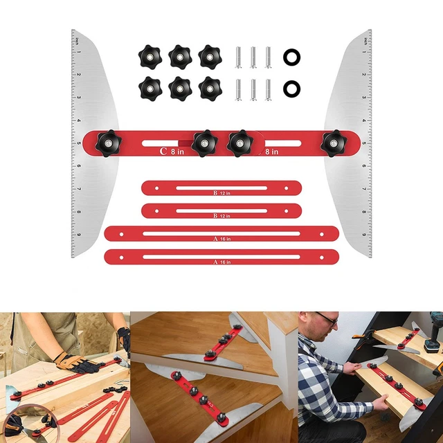 A SET STAIR Tread Template Tool Length Adjustable 11in-60in Measuring ...