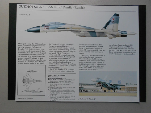 AIRFORCE AVIATION PRINT- Sukhoi Su-27 'Flanker' (Russia) £3.05 ...