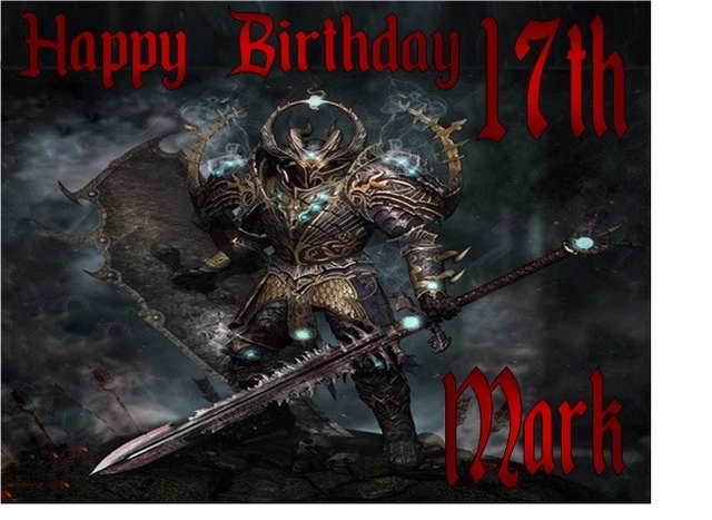 PERSONALISED WARHAMMER CAKE Topper 10"X8" A4 Icing Sheet Any Name Age £ ...