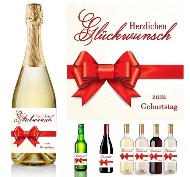 1 AUFKLEBER FLASCHENETIKETT - Herzlichen Glückwunsch zum Geburtstag ...