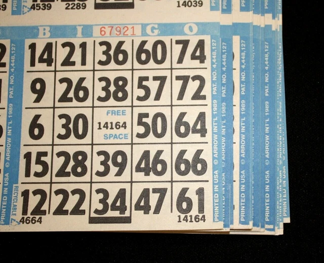 PAPIER BINGO FEUILLES de cartes 4 sur 1 bordure bleue EZ READ (NOMBRE ...