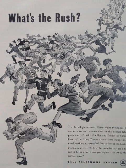 BELL TELEPHONE PRINT Ad Original Vintage 1940s WW2 Long Distance Whats ...