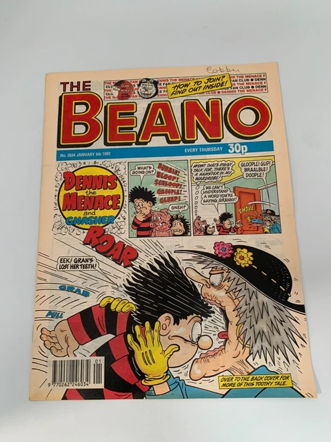 THE BEANO NO. 2634 January 9th 1993 Vintage Collectible Comics Magazine ...