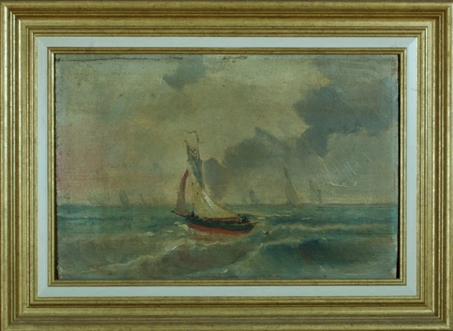 BEAU TABLEAU ANCIEN paysage impressionniste marine bateaux 19 ème EUR 39,00 - PicClick FR
