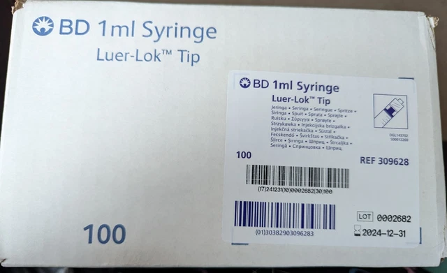BD 1ML STERILE Syringe Luer-Lok Tip X100 Syringes Single Use £9.00 - PicClick UK
