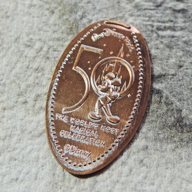 DISNEY COLLECTIBLE COIN Pressed Penny * MICKEY Castle * 50th ...